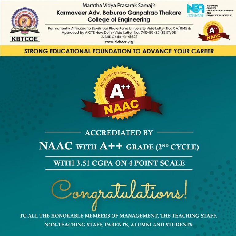 Congratulations to all. Accredited by NAAC with A++ – MVPS's KBTCOE